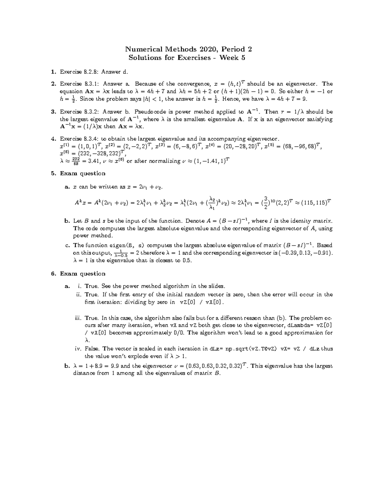 Exercise P 2w5-solution - Numerical Methods 2020, Period 2 Solutions for Exercises - Week 5 ...