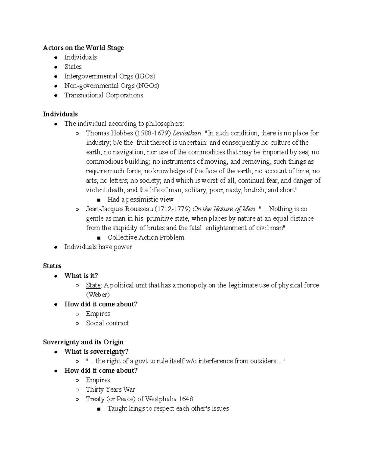 Key Actors Ideas on the World Stage Notes - Actors on the World Stage ...