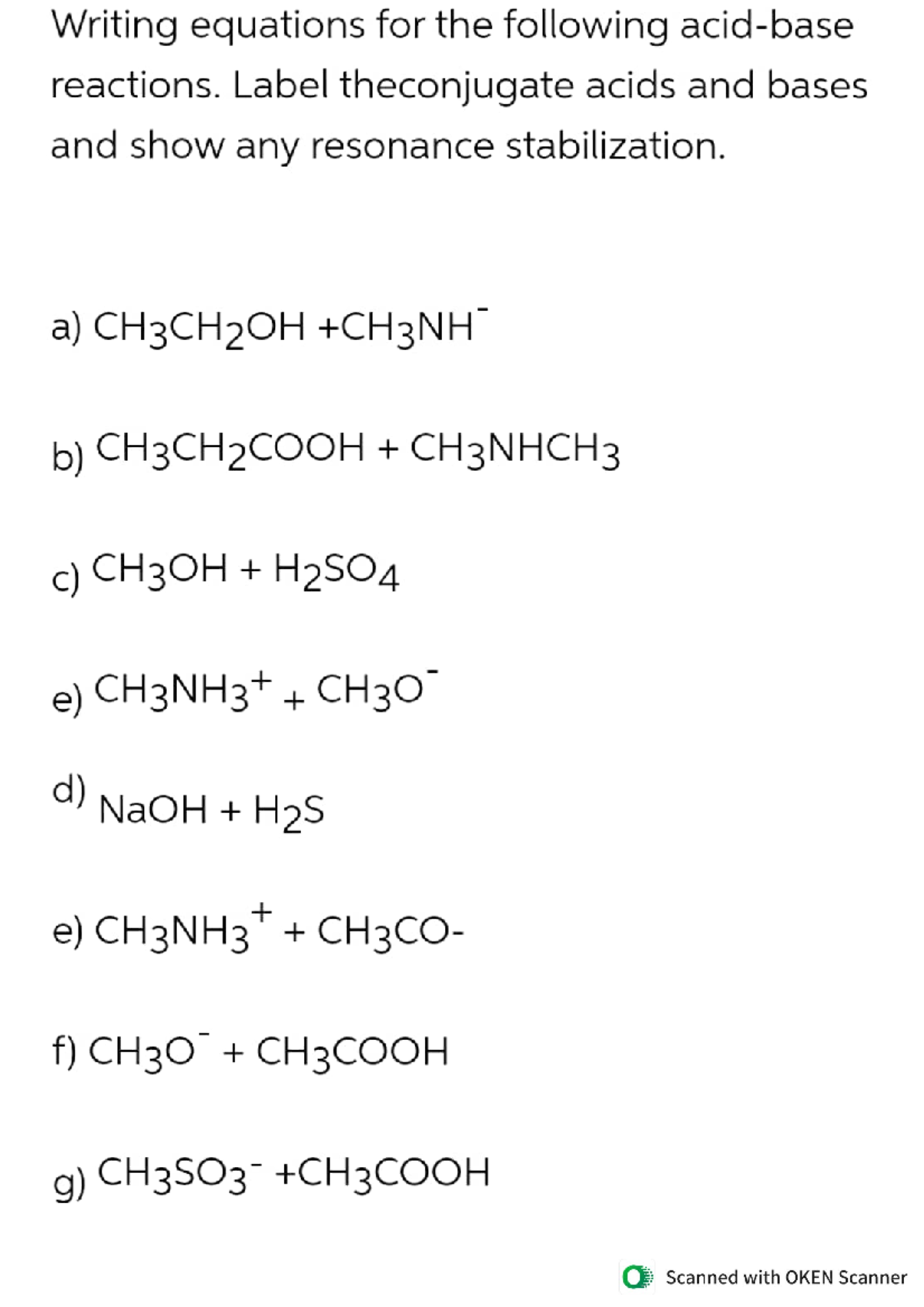 Chemistry 9 - Congugate acids and bases, 3-methylbutylamine - Organic ...