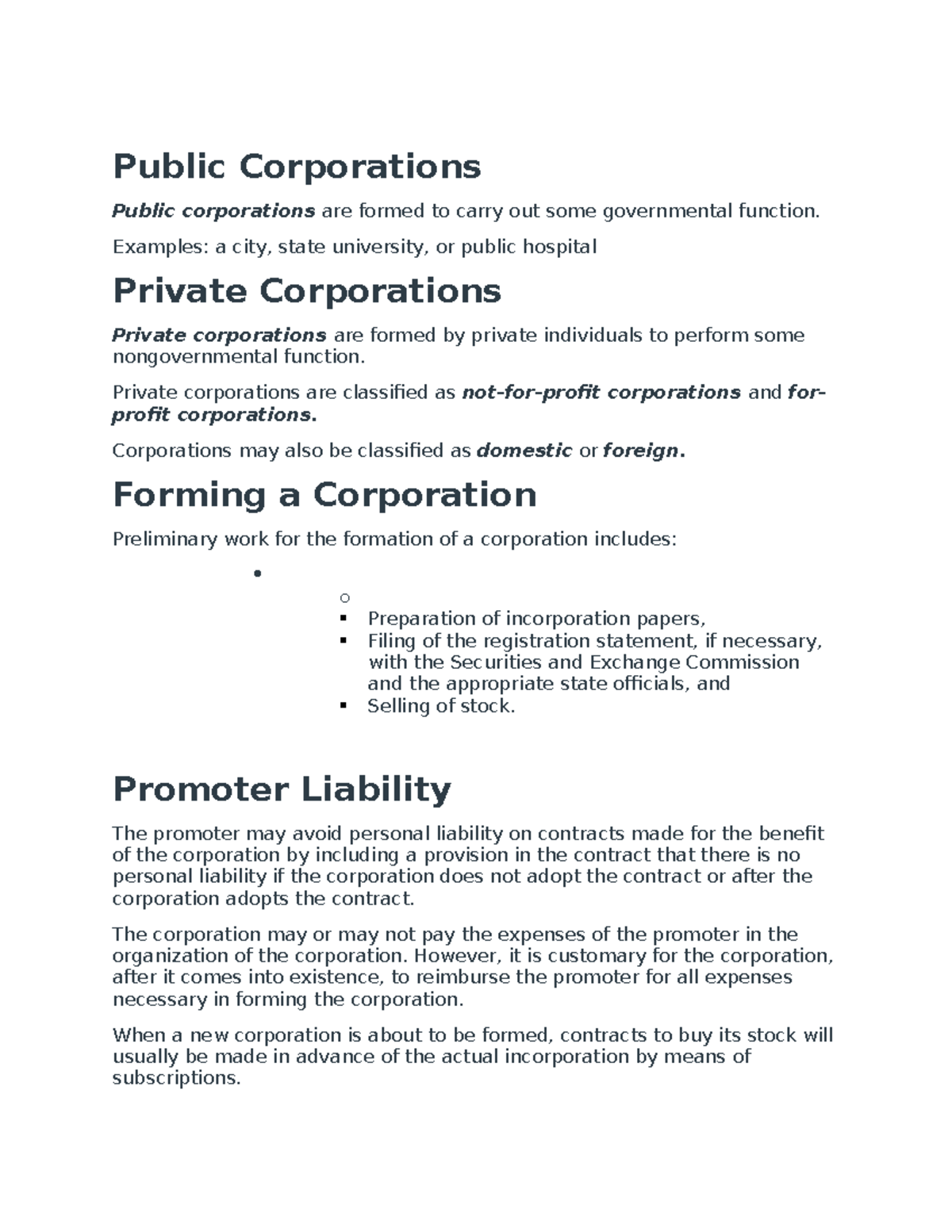 Cooperations and liability - Public Corporations Public corporations ...