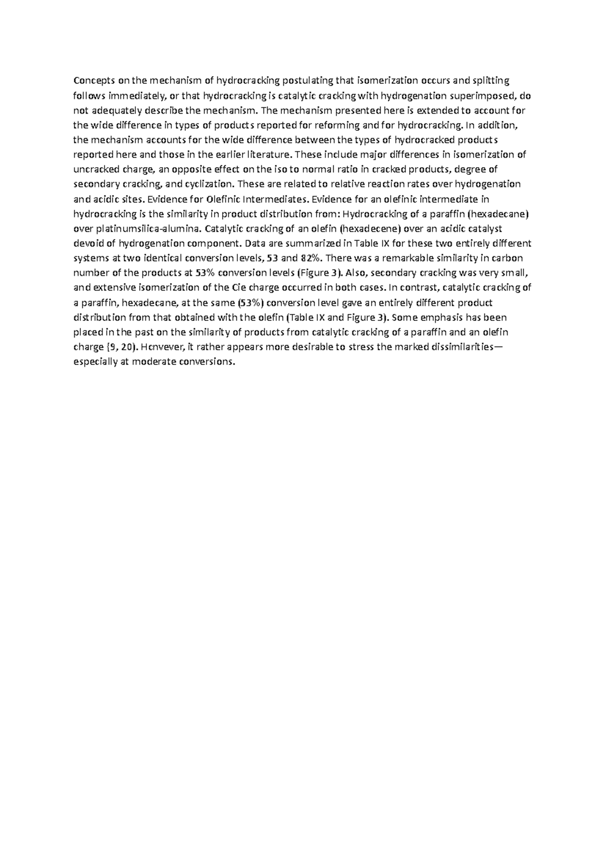 Concepts on the mechanism of hydrocracking postulating that ...