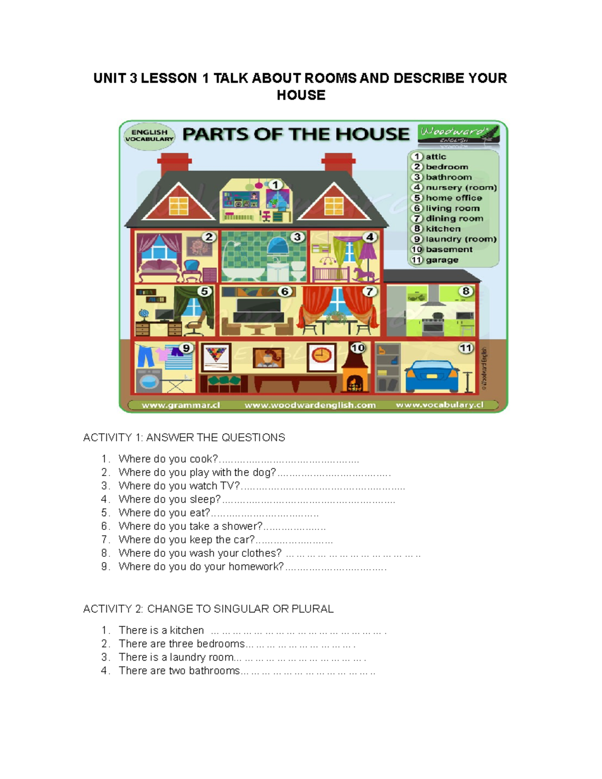 UNIT 3 Lesson 1 TALK About Rooms AND Describe YOUR House - UNIT 3 ...