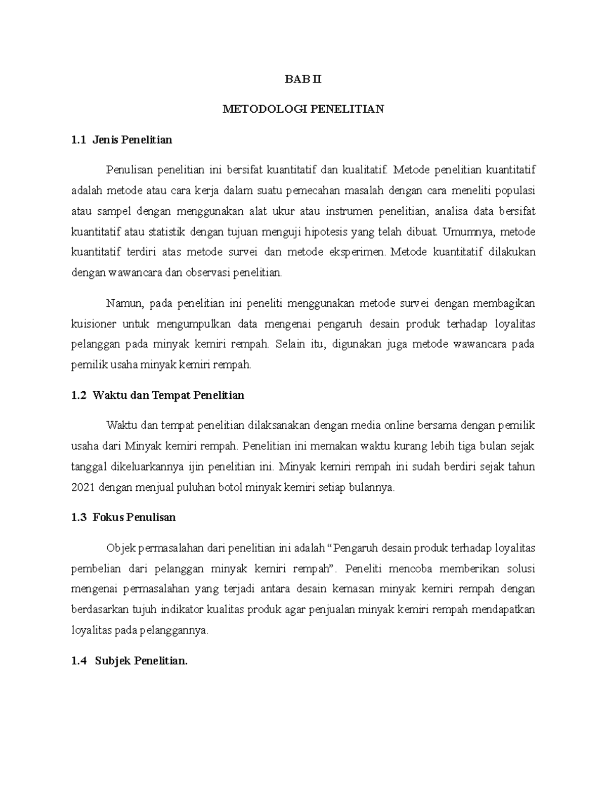 Bab Ii Yang Baru Bab 2 Mj Operasional Bab Ii Metodologi Penelitian