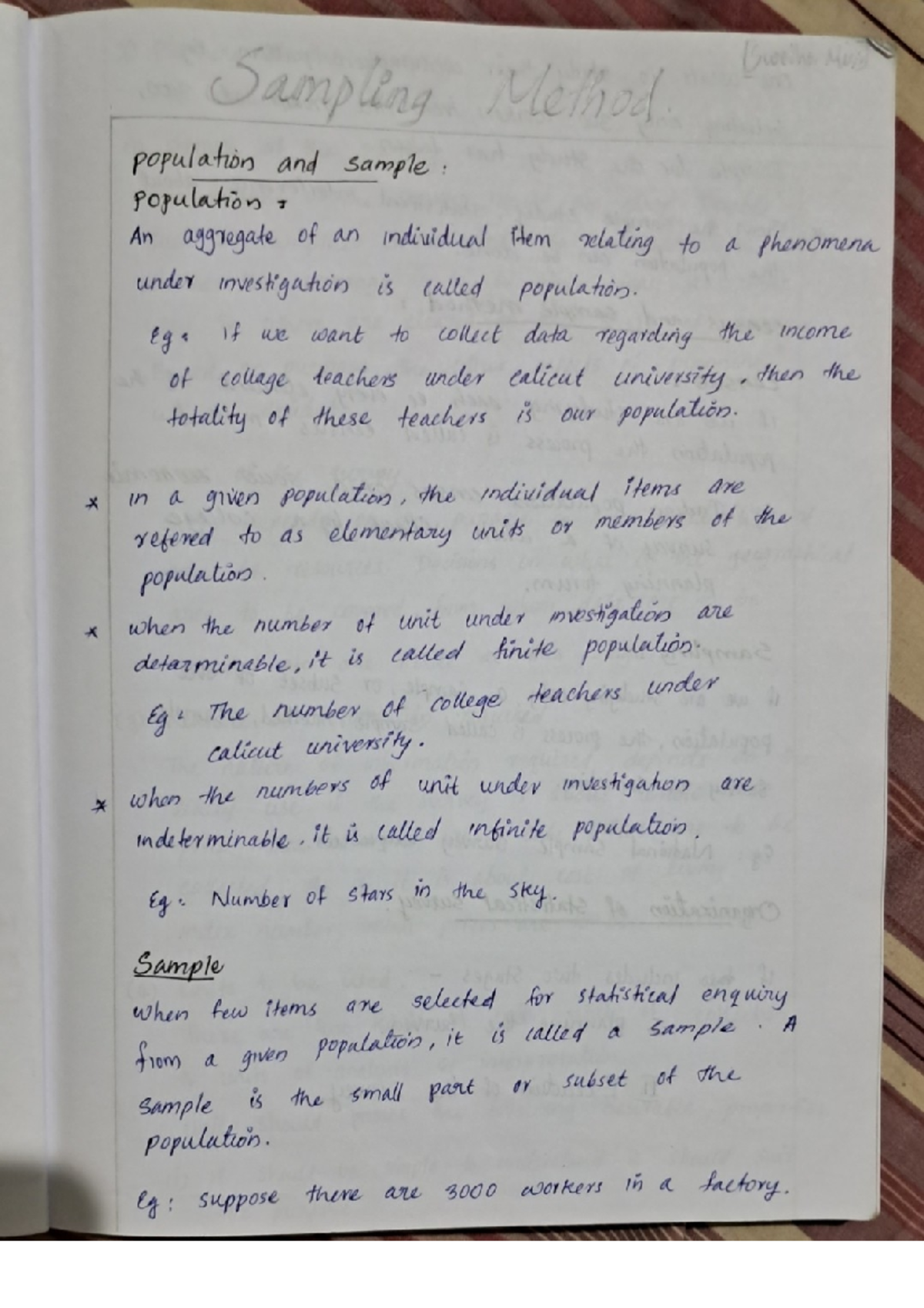 Functions And User Defined Functions - MUB Sampling Method population and sample : population J ...