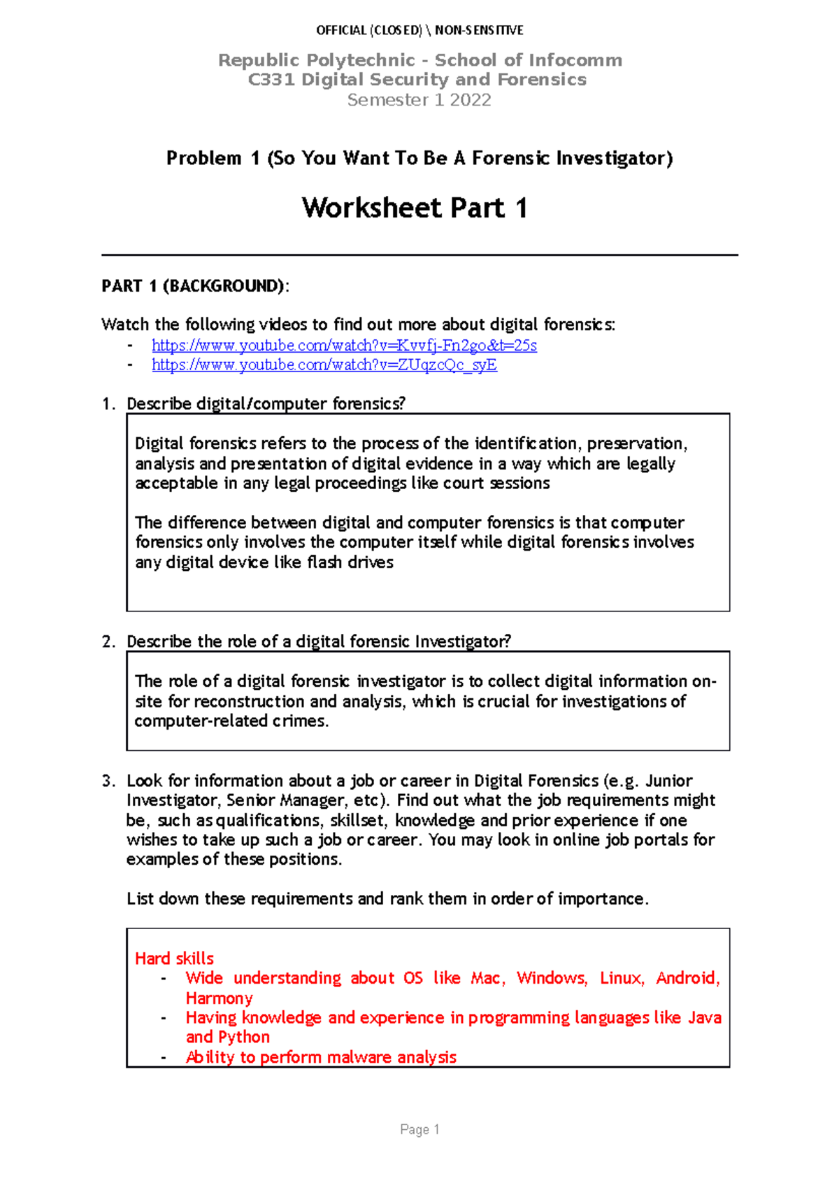 C331 Digital Forensics Lesson 01 WorkSheet Part 1 - Republic ...
