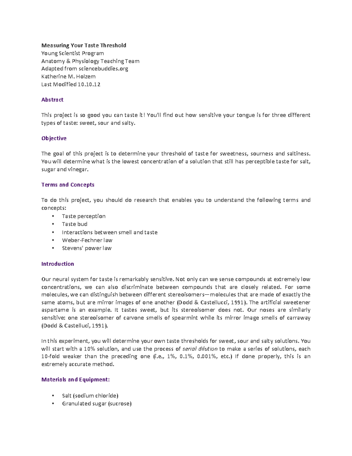 Measuring Your Taste Threshold YSPDemo - Measuring Your Taste Threshold ...