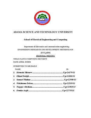 Asstu - report - ADAMA SCIENCE AND TECHNOLOGY UNIVERSITY School of ...
