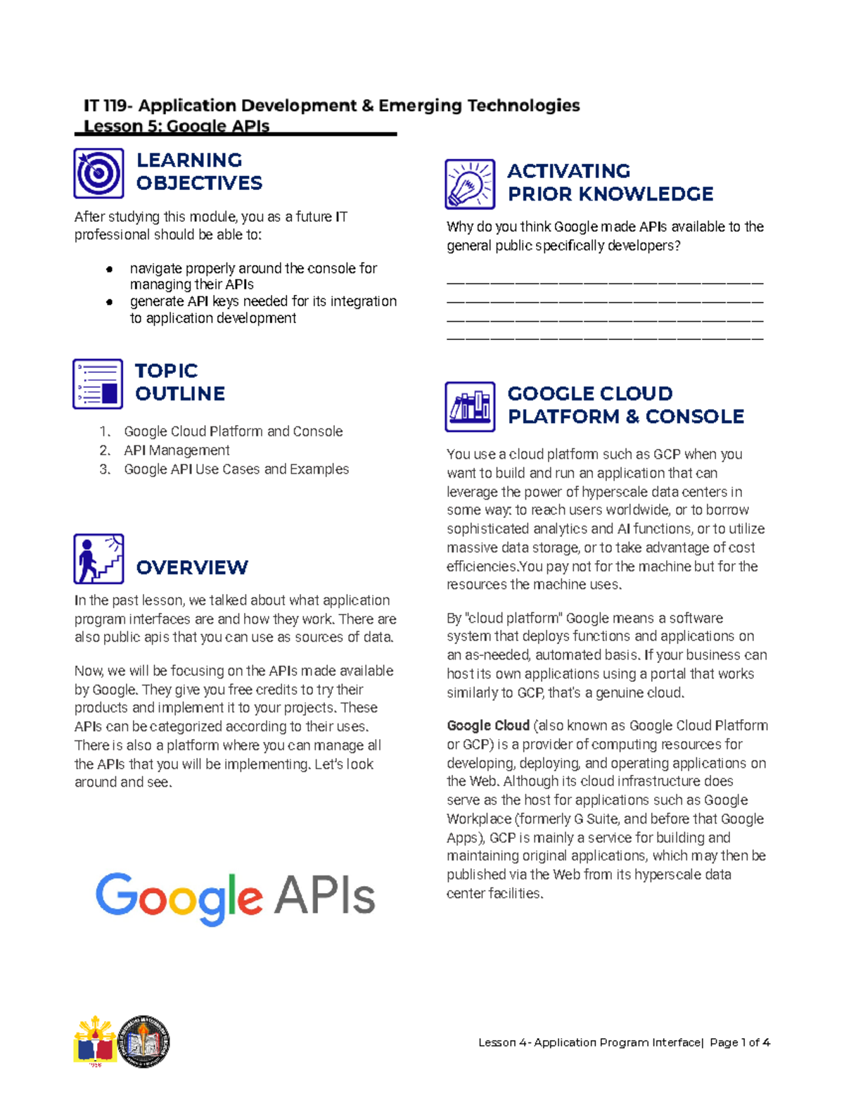 API Implementation - Application Development - LEARNING OBJECTIVES ...