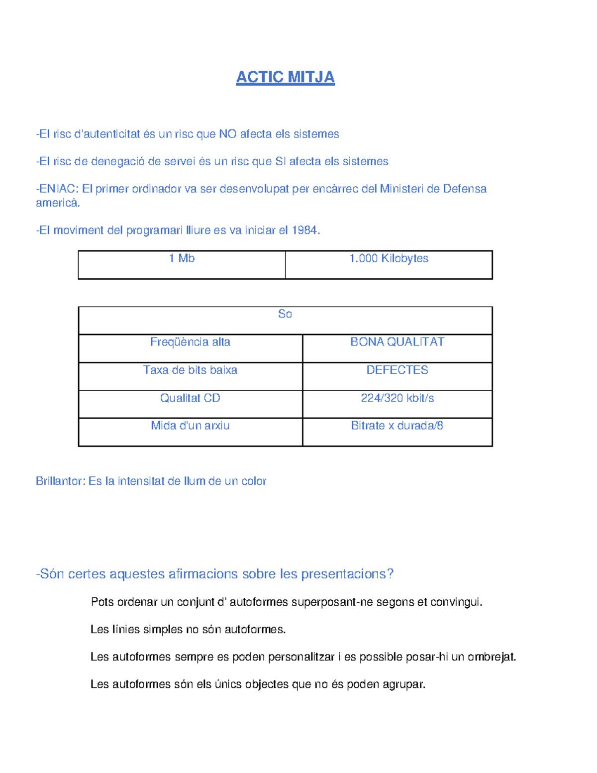 Actic Mitja Repas - ACTIC MITJA -El risc d'autenticitat és un risc que NO afecta els sistemes ...