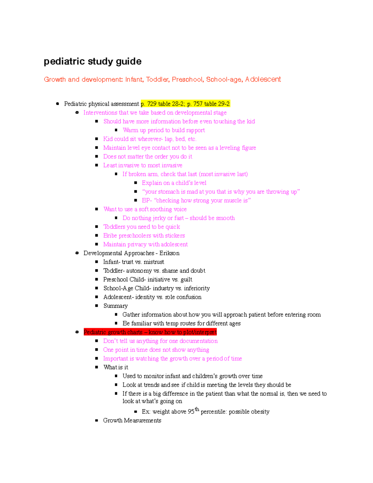 Ped SG c o inf disease - Updated in 2022 - pediatric study guide Growth ...