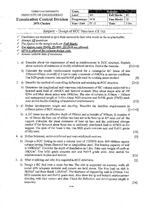 Usefull numericals of rcc - Civil Engineering - Studocu