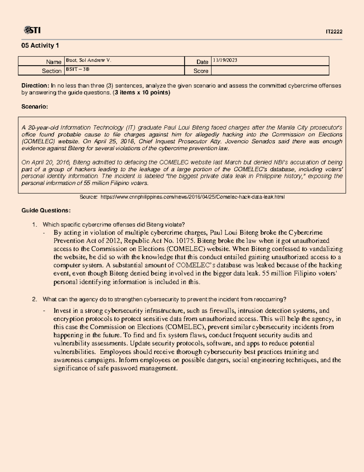 05 Activity 1 Buot Sol - N/A - A 20-year-old Information Technology (IT ...