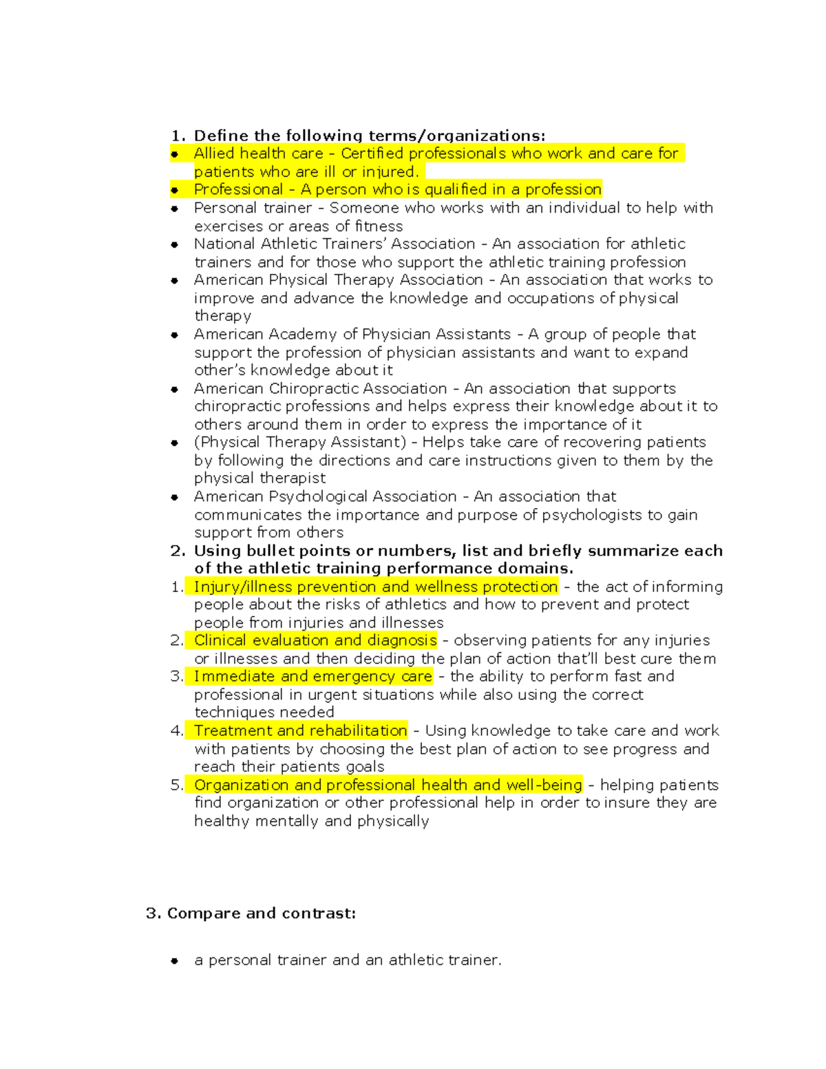 Week Two Worksheet - Intro to AT - Define the following terms ...