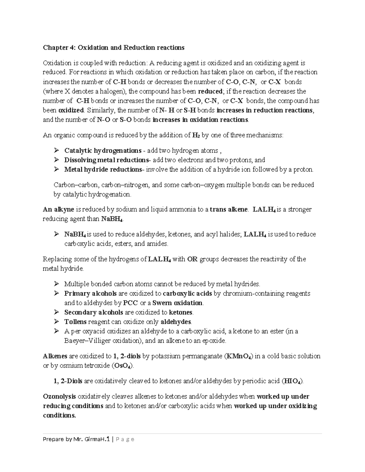 Chapter 4 Oxidation - reduction reaction - Chapter 4: Oxidation and ...