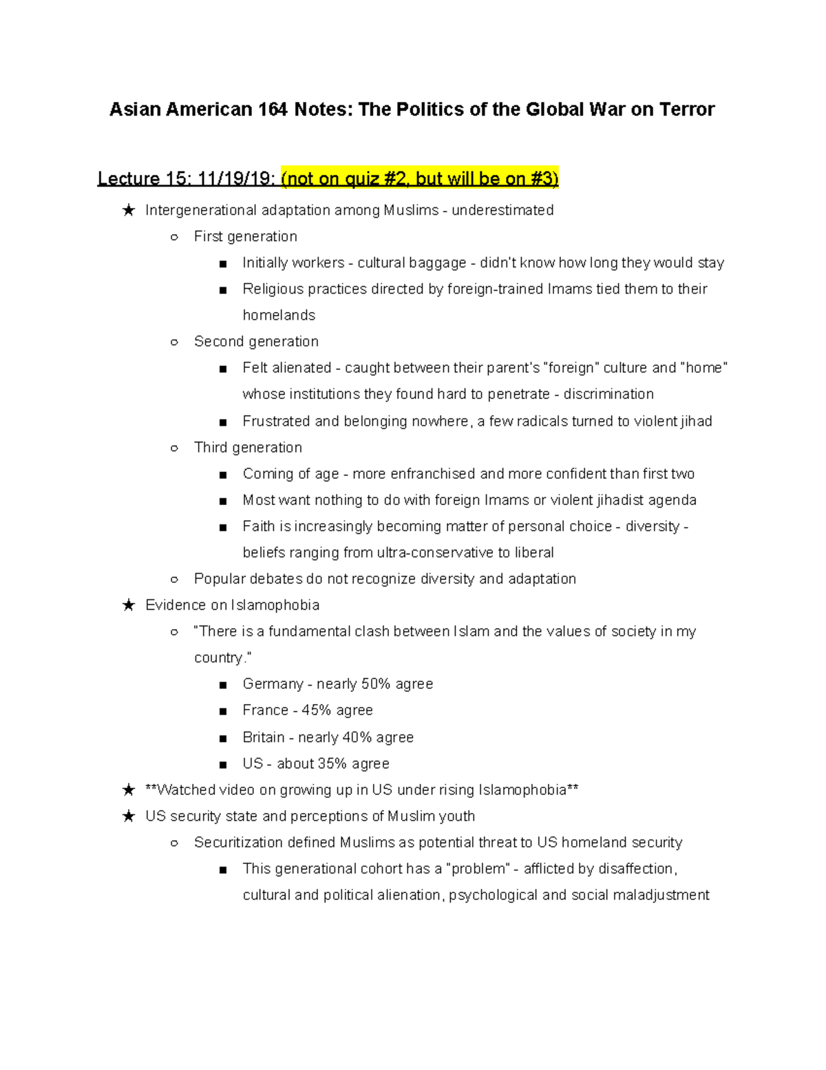 AS AM L 15 - Lecture notes from The Politics of the Global War on ...