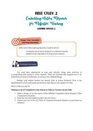 Field Study 2 Reflection - Participation and Teaching Assistantship, or ...