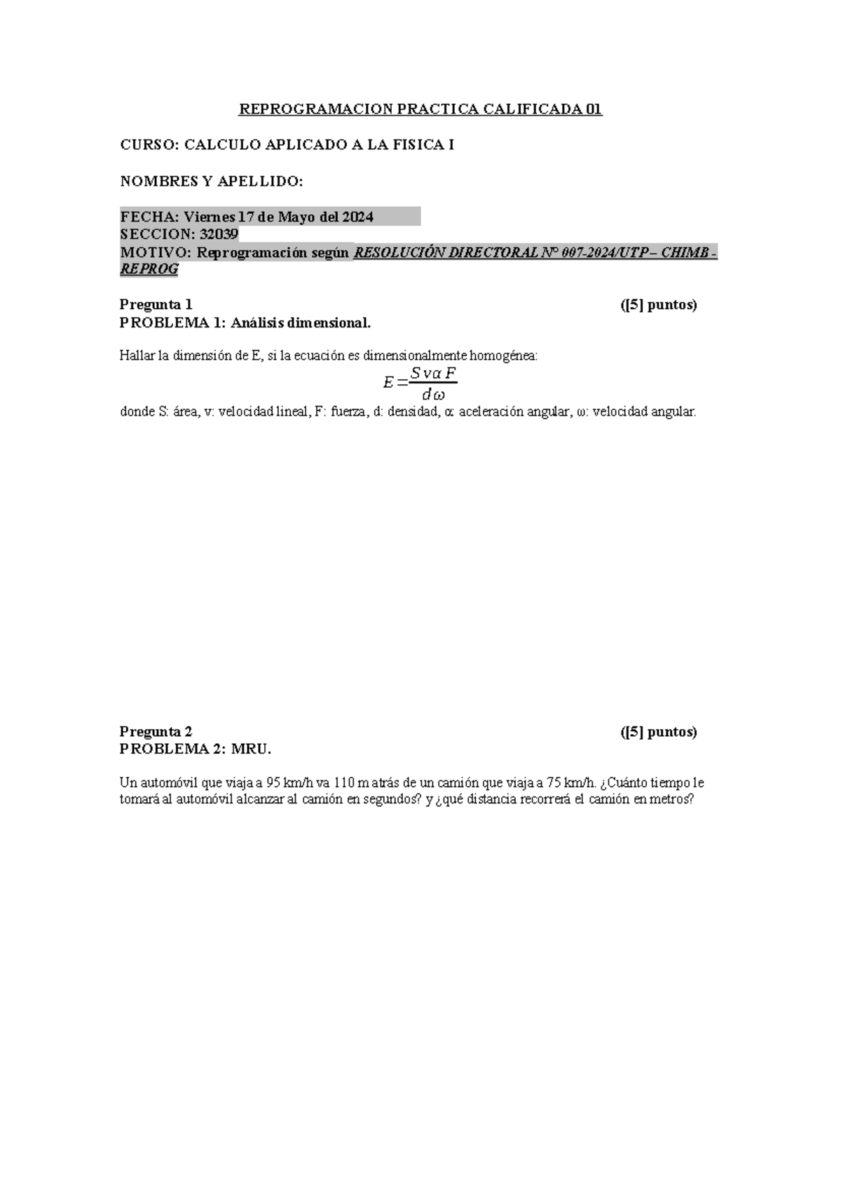 Reprogramacion Practica Calificada 01 - Calculo Fisica - REPROGRAMACION PRACTICA CALIFICADA 01 ...