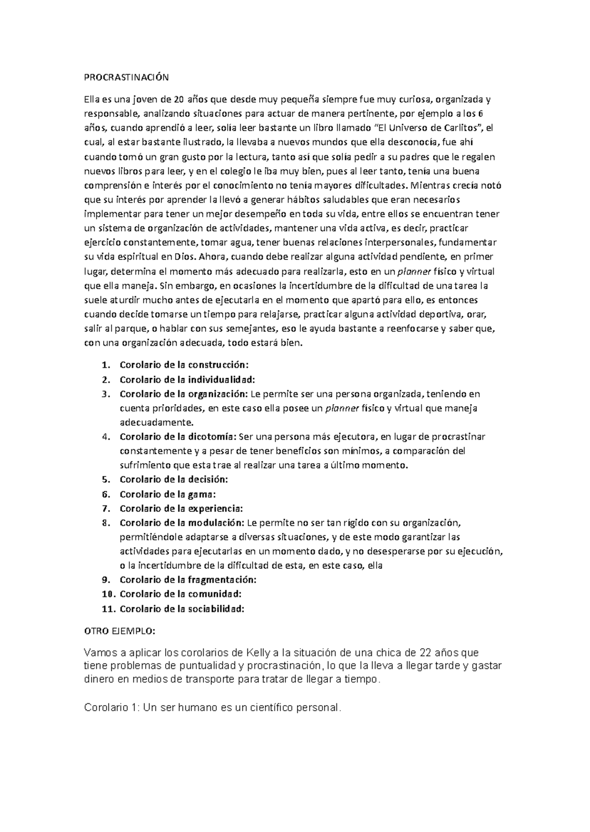 Procrastinación - Trabajo de procastinación bassado en la teoría de los ...