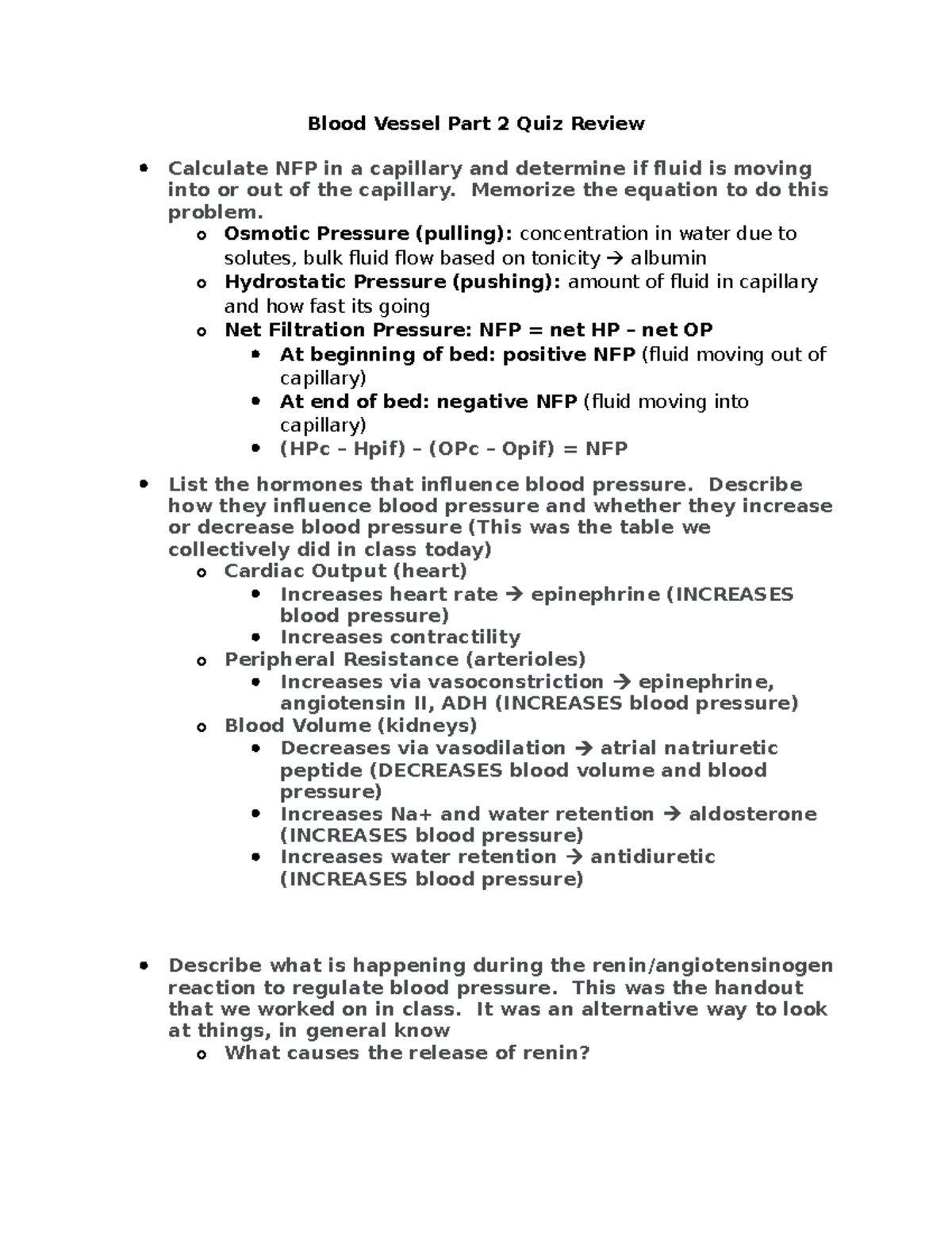 Blood Vessel Part 2 Quiz Review - Blood Vessel Part 2 Quiz Review ...