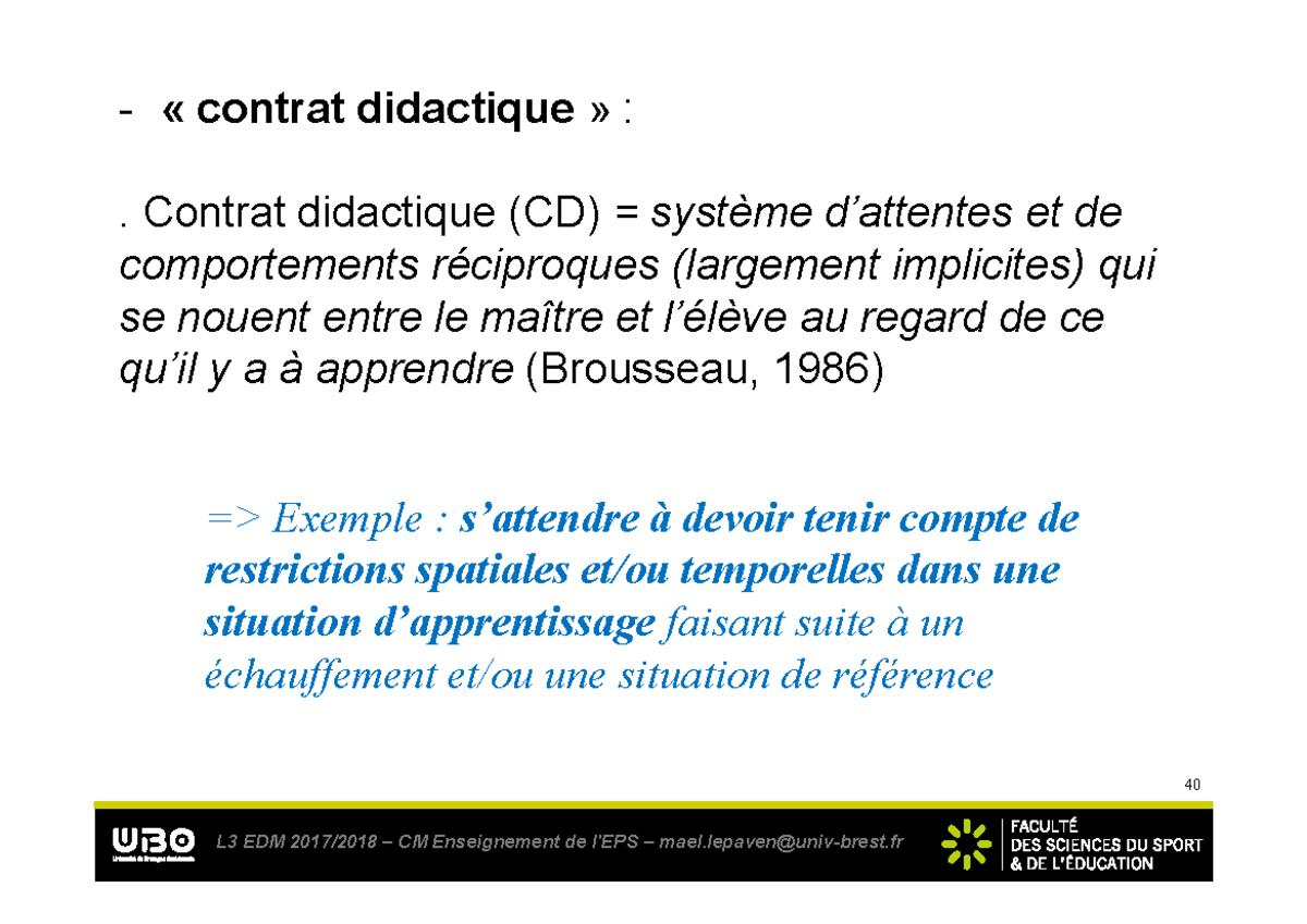 CM4 MLP L3 S6 Enseignement de l EPS - 40 - « contrat didactique ...