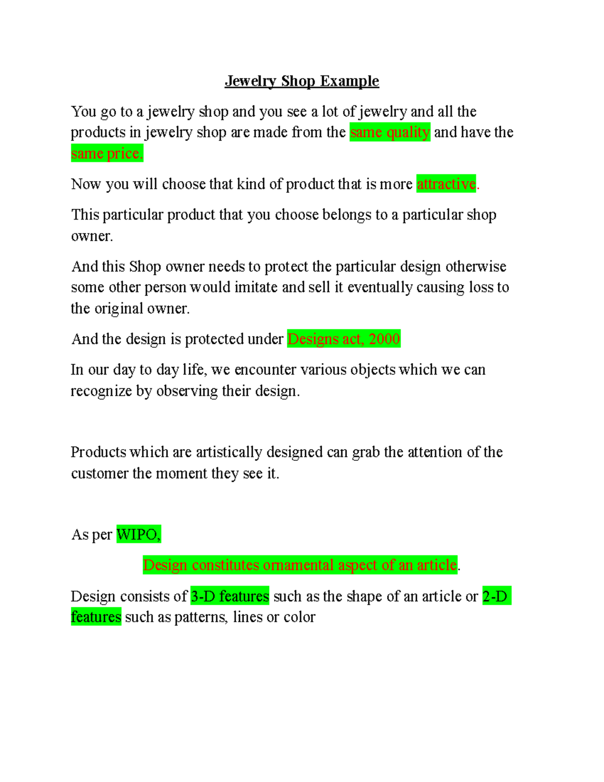 Jewelry Shop Example - the best material on commercial law - Jewelry ...