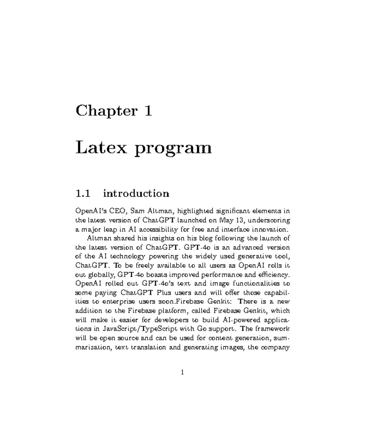 report on management - Chapter 1 Latex program 1 introduction OpenAI’s ...