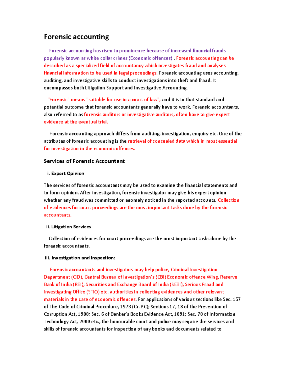 Forensic accounting notes-1 - Forensic accounting Forensic accounting ...