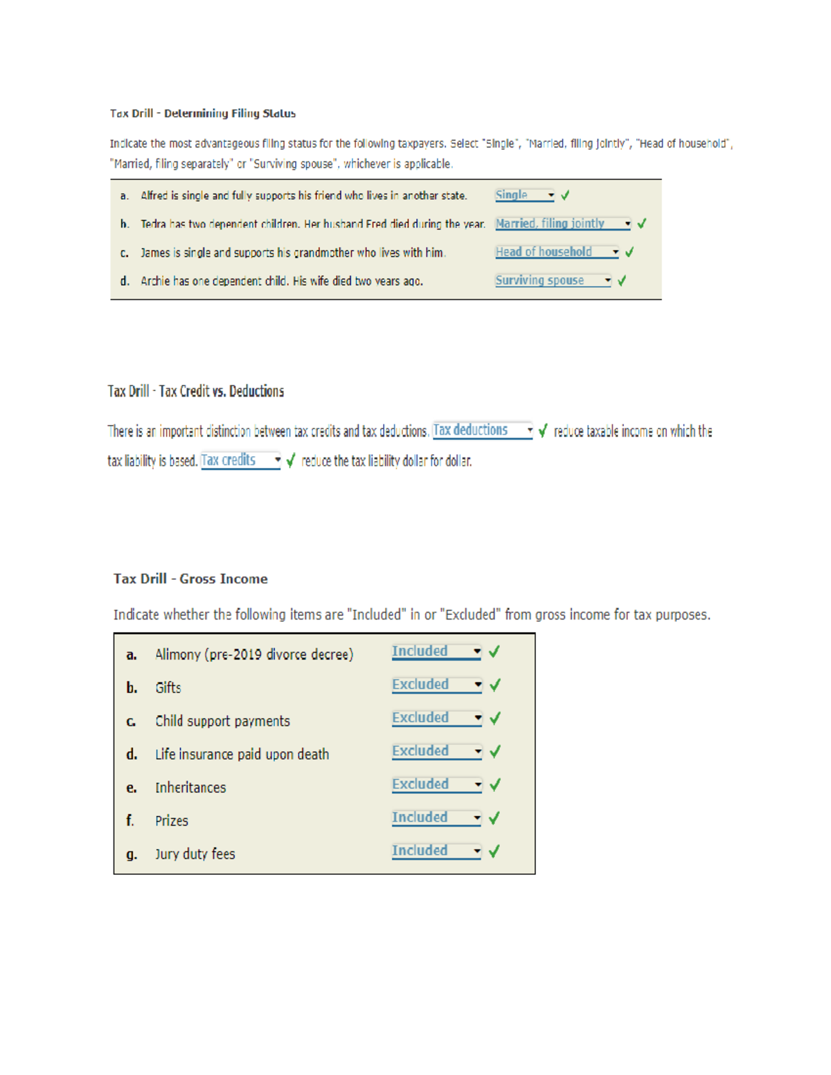 1-3 Assignment Introduction to Tax Basics Problem Set From Chapters 1-3 ...