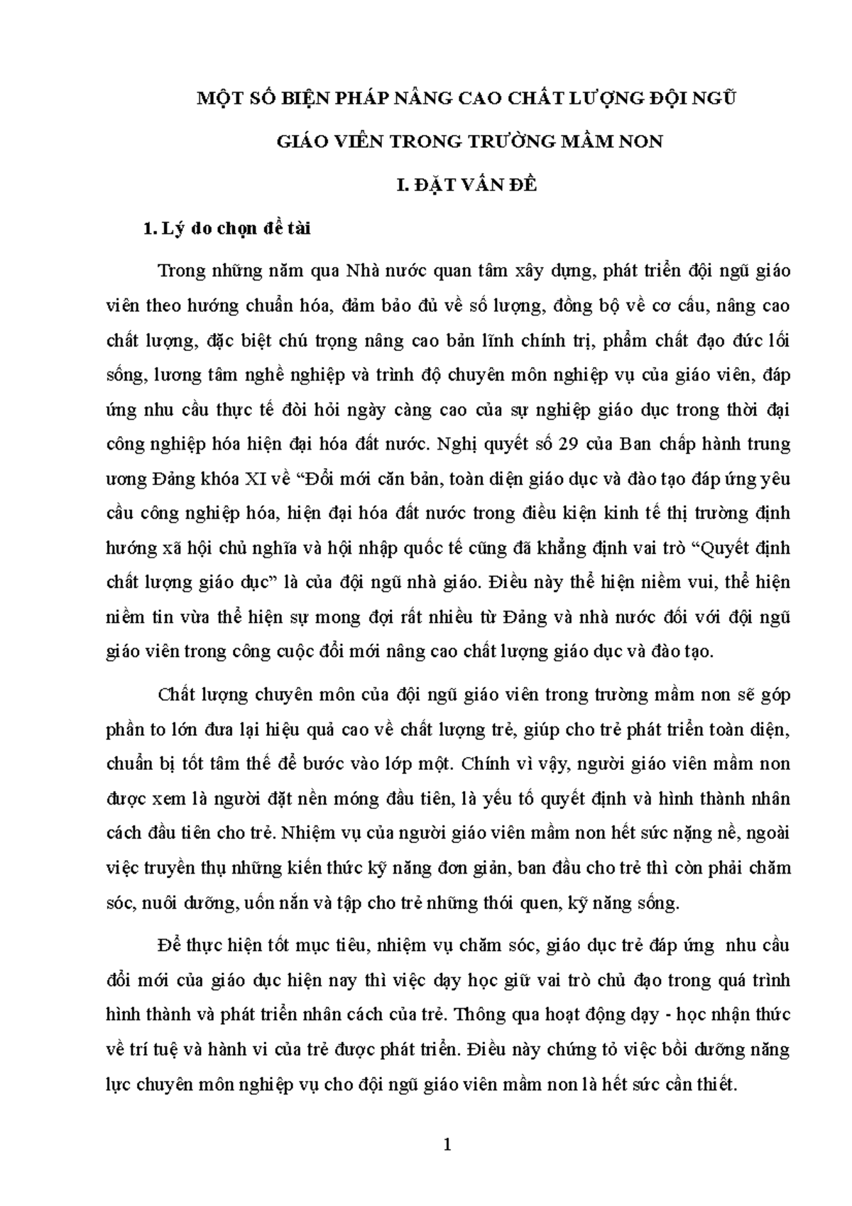 SKKN Mot so bien phap nang cao chat luong doi ngu giao vien trong truong MN dat bac 44 cap Tinh ...