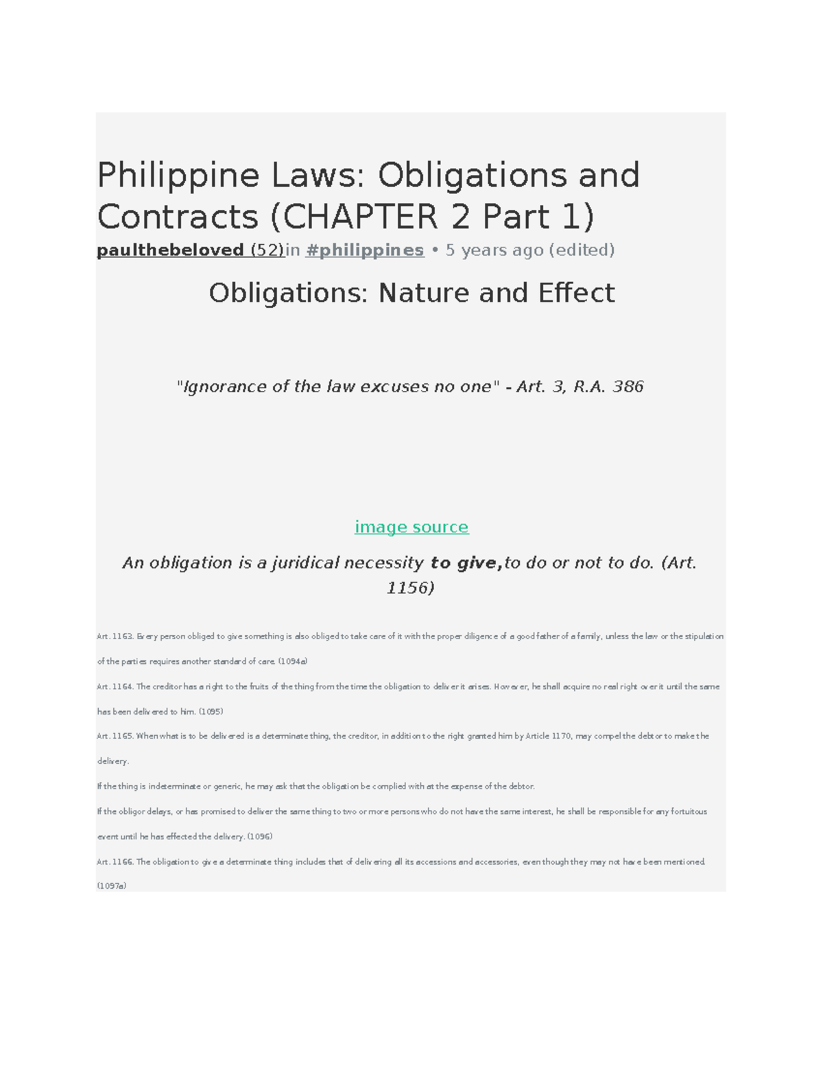 Document - Summary Business Administration - Philippine Laws: Obligations and Contracts (CHAPTER ...