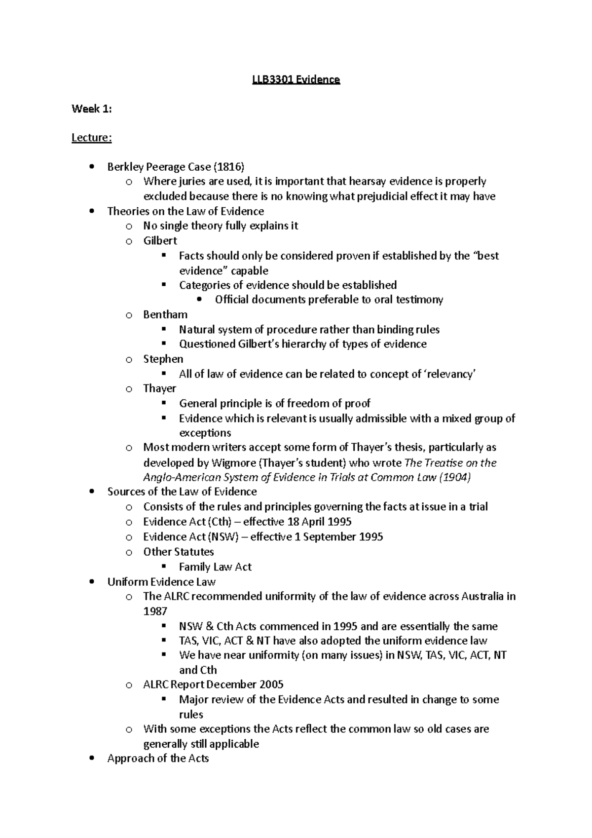 Week 1 - Summary of lectures, reading and seminar work - LLB3301 ...