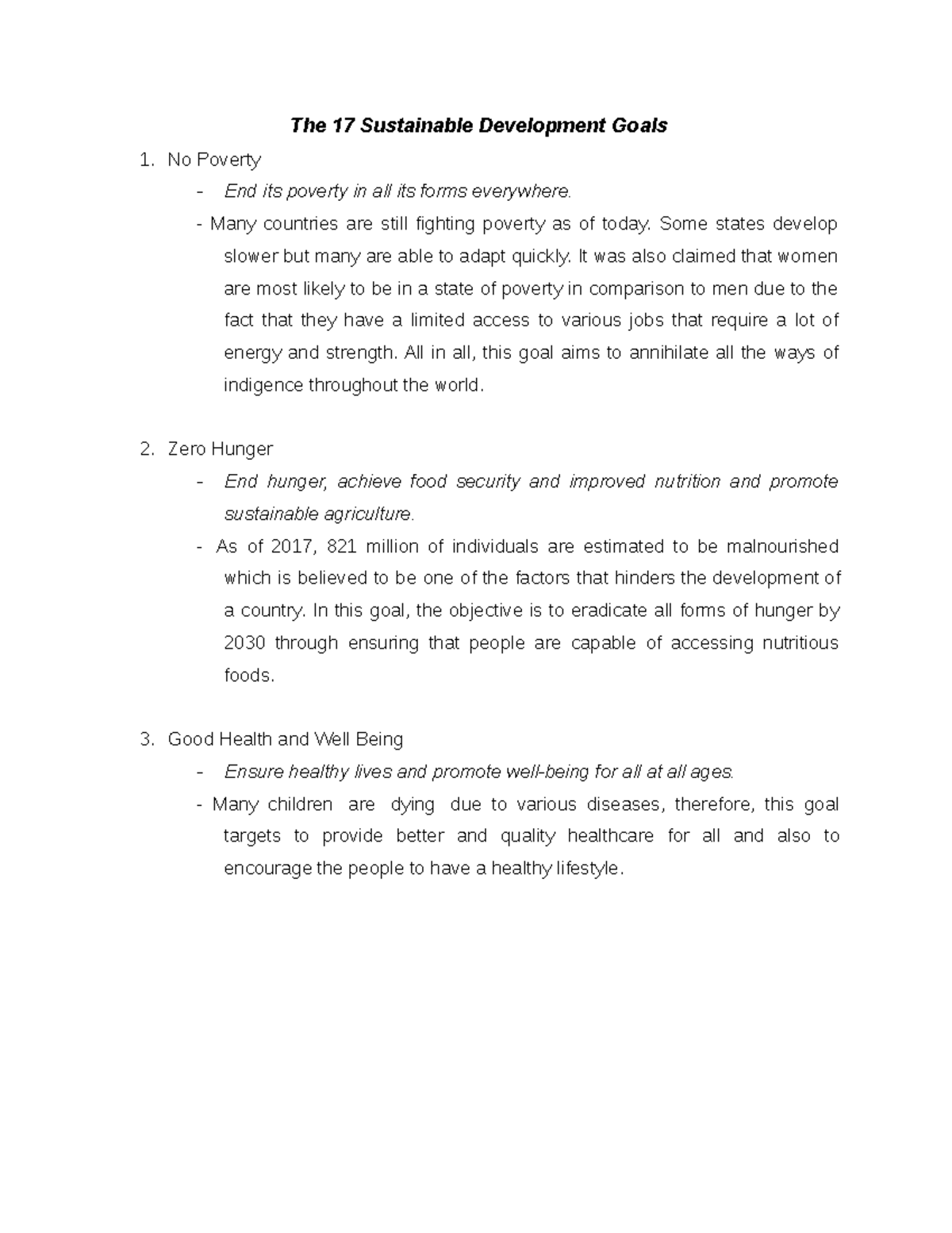 17 SDG - Summary of the 17 SDGs - The 17 Sustainable Development Goals ...