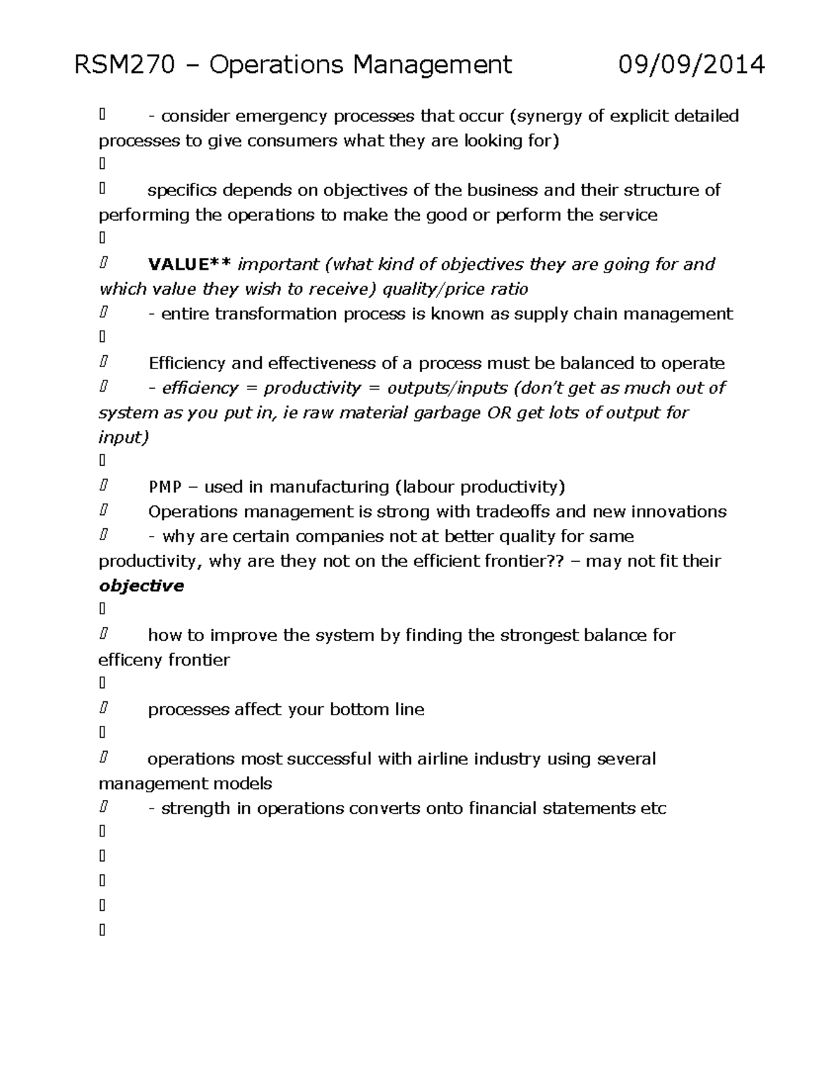 RSM270 – Operations Management - Studocu