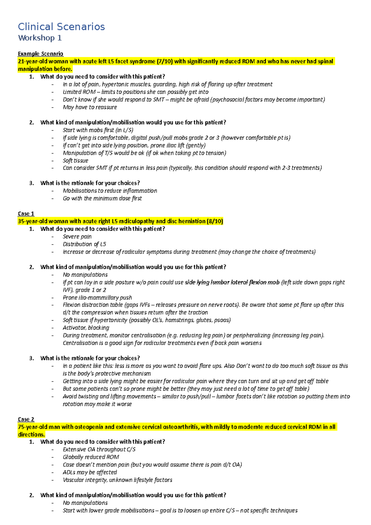 Clinical Scenarios - Prac case studies - CHI247 - Murdoch - Studocu