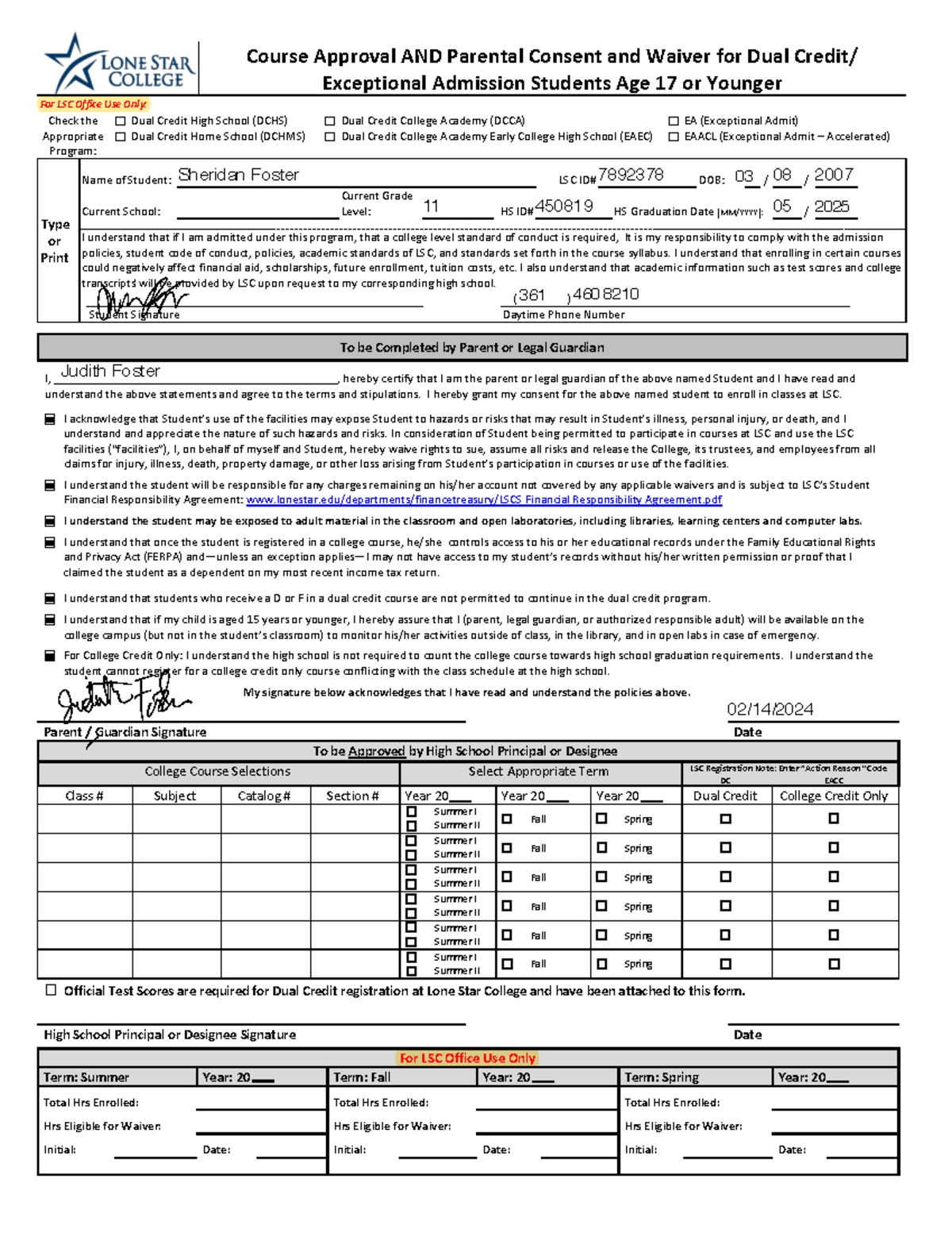 DC Registration Packet for HS's 1 - Course Approval AND Parental ...