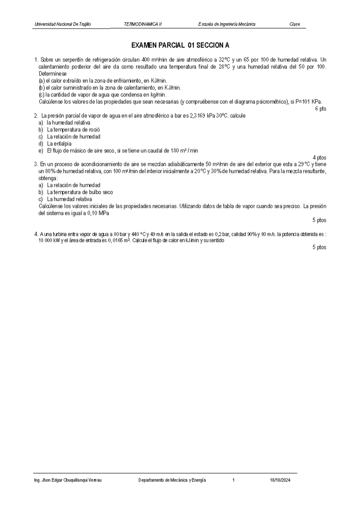 Examen 01 2024 - SOLUCIONARIO al WhatsApp +51 970302148 - Universidad Nacional De Trujillo - Studocu