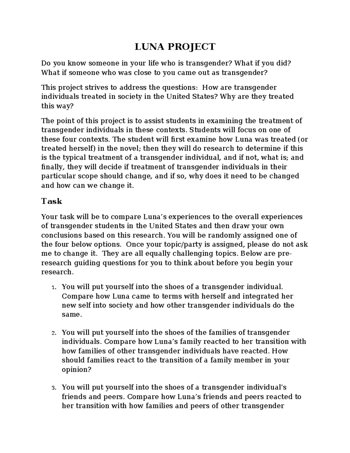 Luna Final Project - LUNA PROJECT Do you know someone in your life who ...