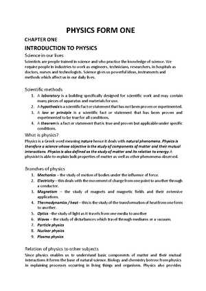 Physics form 1 notes - INTRODUCTION TO PHYSICS The primary school ...