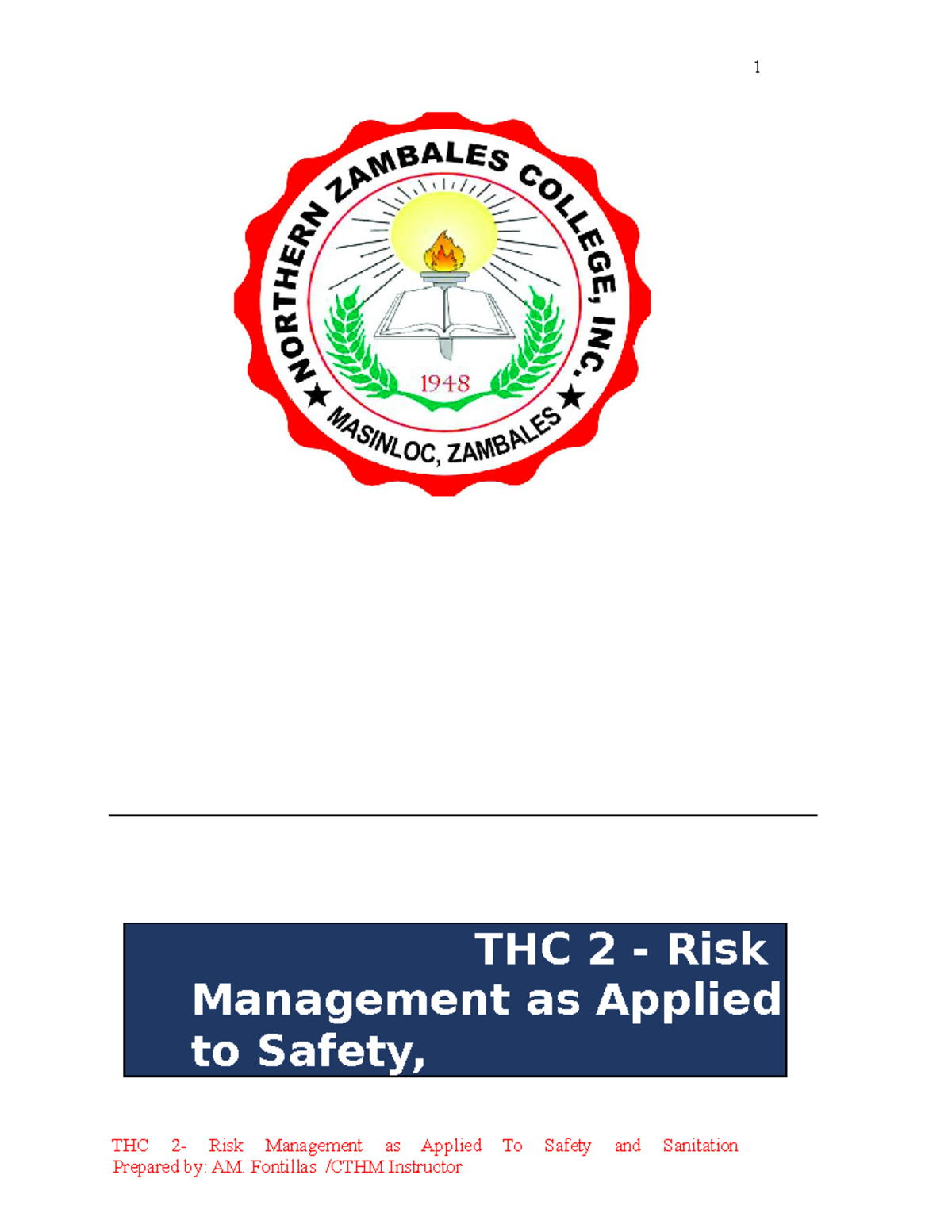 THC-2-RISK-MNGT.-Chapter-6-7 - THC 2 - Risk Management as Applied to ...