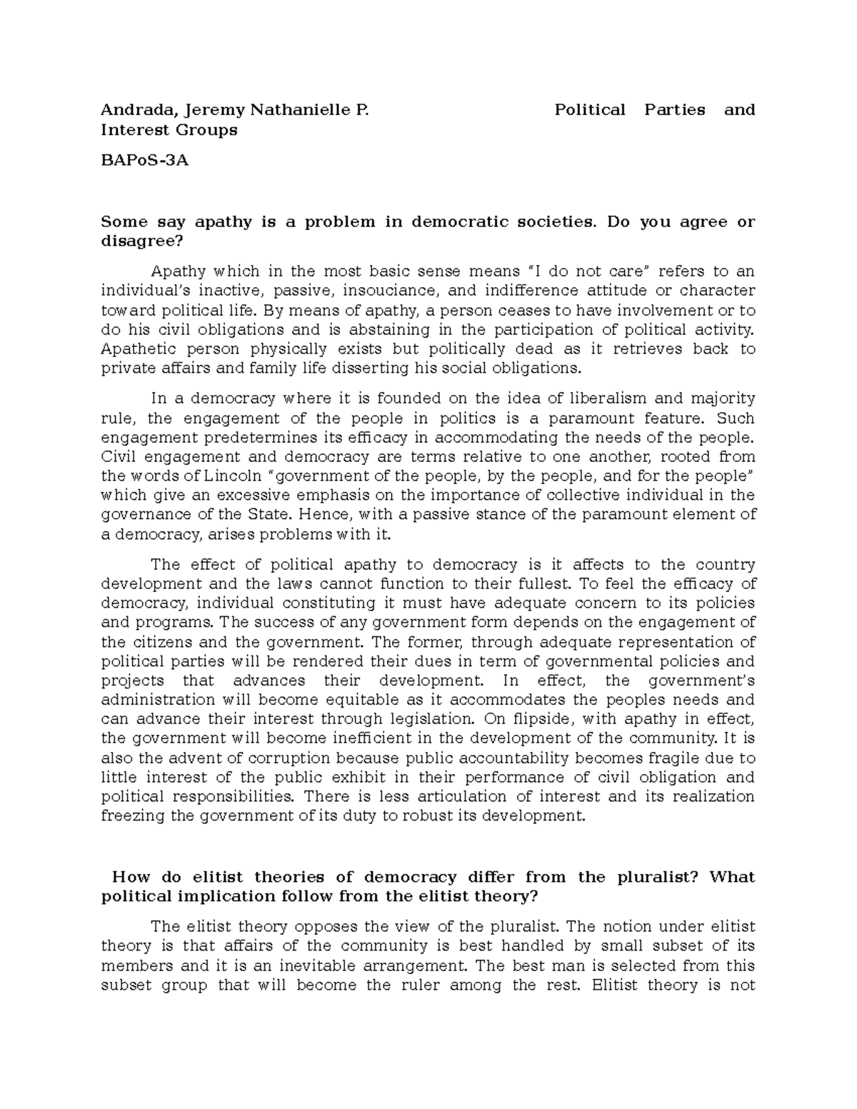 Political Party Assignment Andrada - Andrada, Jeremy Nathanielle P ...