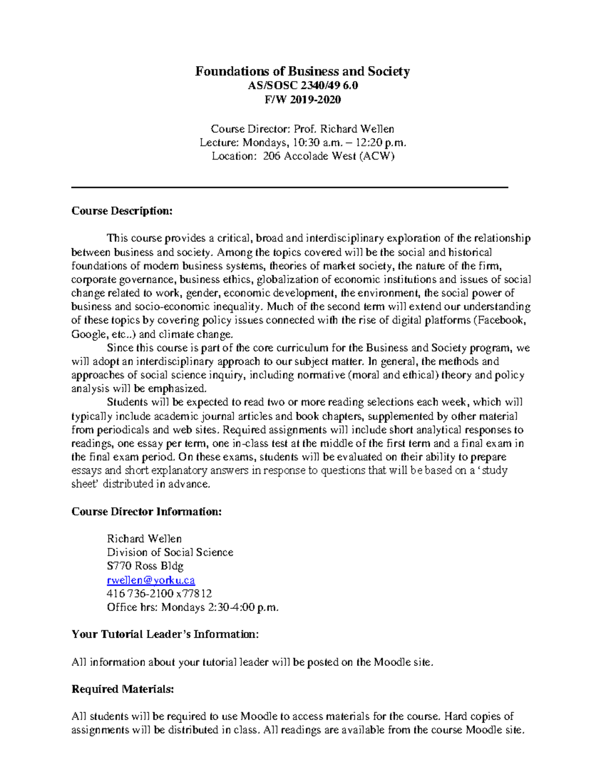 Syllabus 2019 20 final corrected revised - Foundations of Business and ...