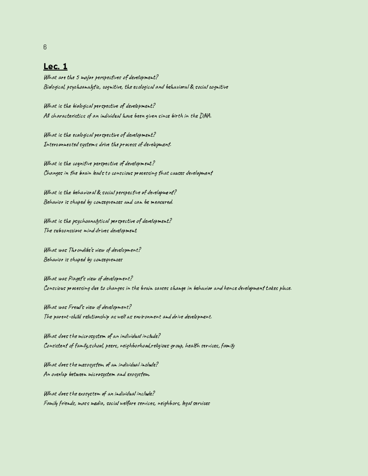 Psych 2AA3 - Practice questions based off notes - 6 Lec. 1 Wha te 5 ma ...