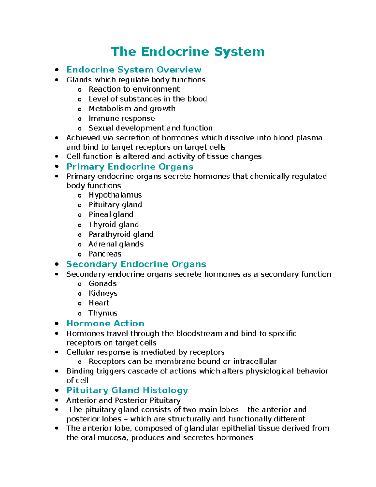 Endocrine System Lab 7 Notes - The Endocrine System Endocrine System ...