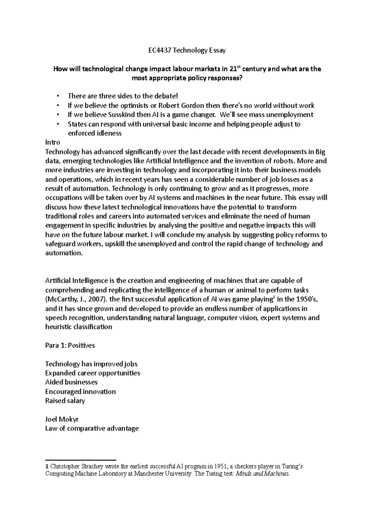 Technology essay A1 - Sample answer - How Will Technology Change Impact ...