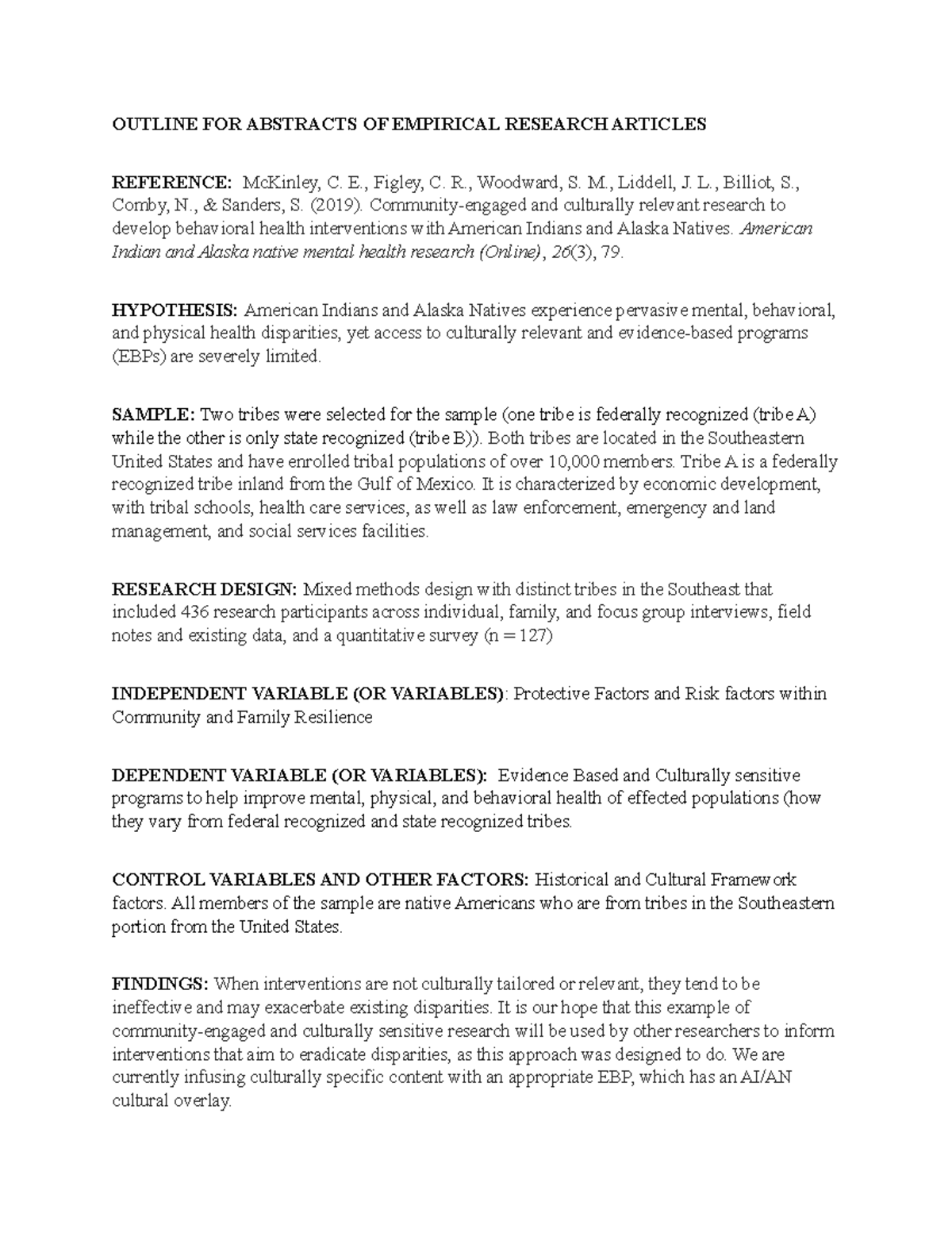 SWRK 3700 Empirical Article Abstract - OUTLINE FOR ABSTRACTS OF ...