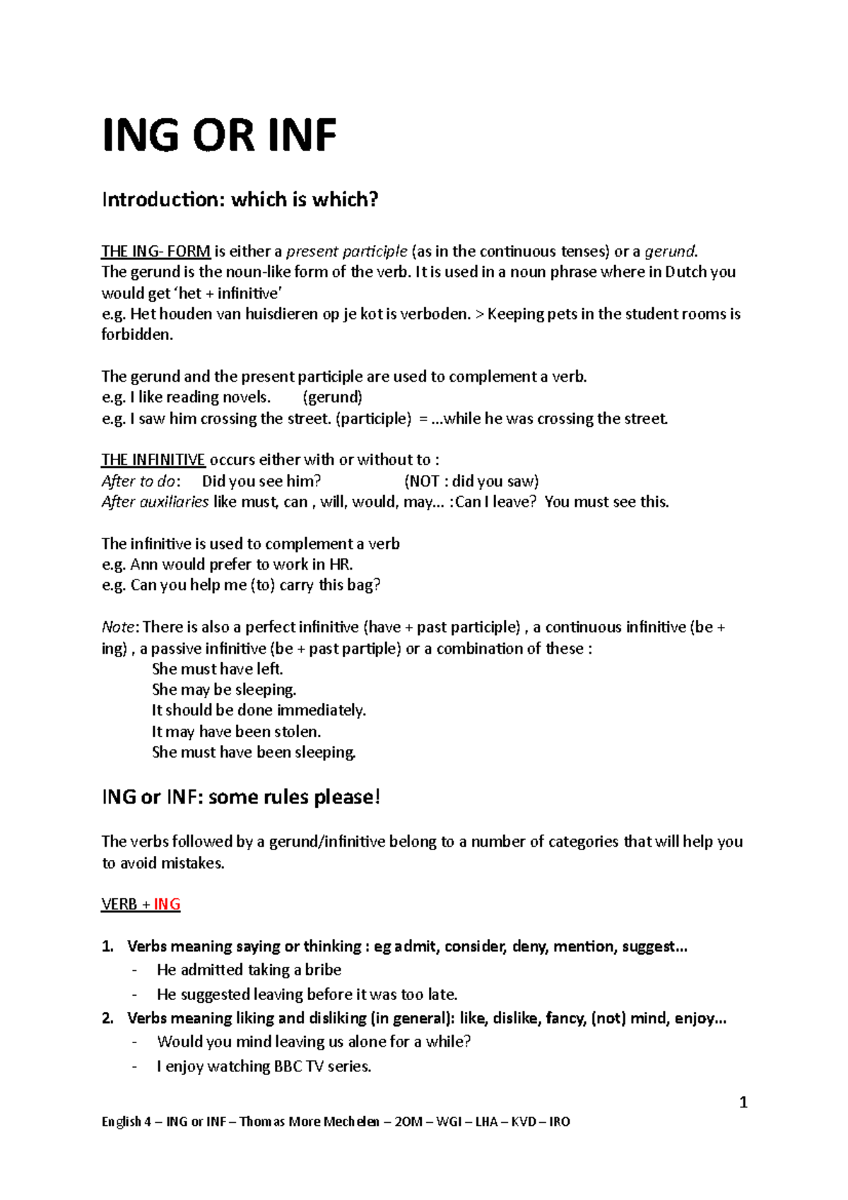 ING OR INF - When to use ING or INF? Theory and excercices - ING OR INF ...