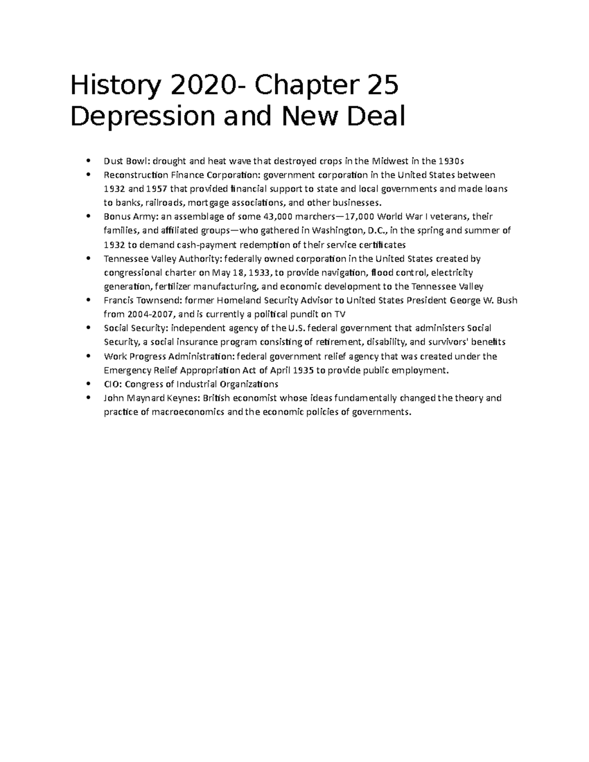 History 2020 Chapter 25 - History 2020- Chapter 25 Depression and New ...