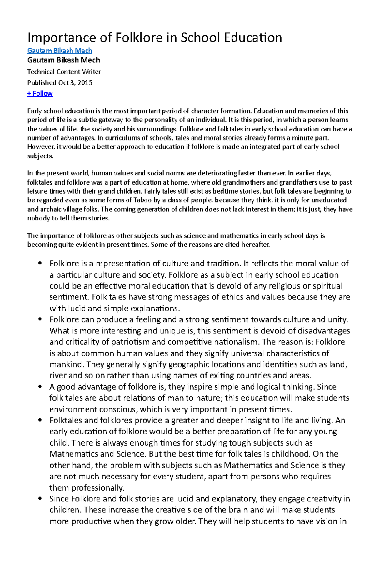 Importance of Folklore in School Education - Education and memories of ...
