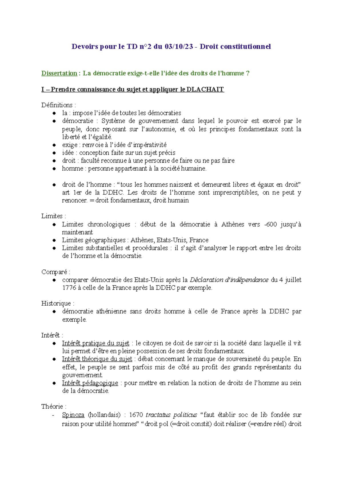 Devoirs TD n°2 du 03 10 23 - DCdocx - Devoirs pour le TD n°2 du 03/10/23 - Droit constitutionnel ...