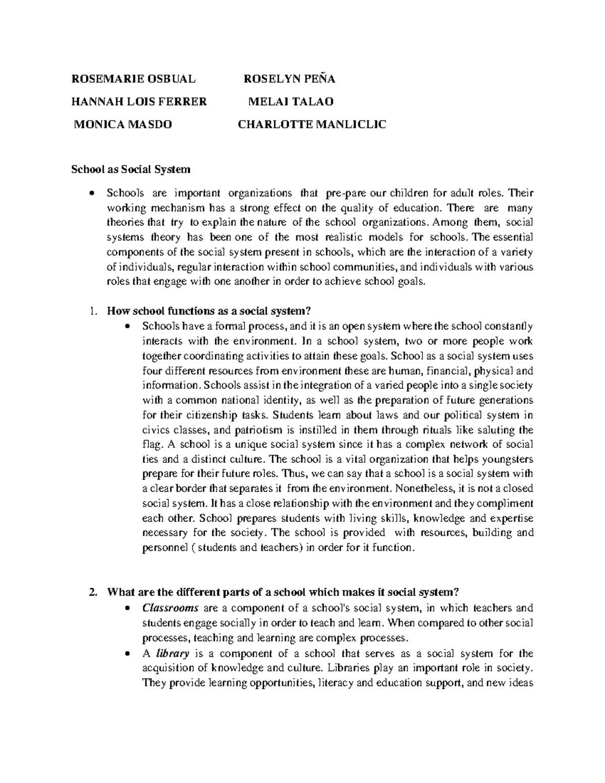 School as Social System - English - Studocu